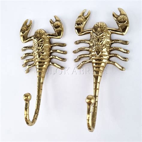 2 Brass Scorpion Shape Hook 5 1 2 Brass Coat Hangers Etsy