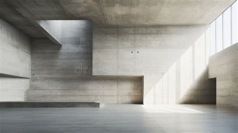 A Minimalist Interior Of A Brutalist Concrete Structure Stock Illustration Illustration Of