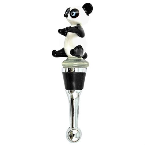 Playful Panda Glass Bottle Stopper Coastal Decor Seaside Glass Gallery