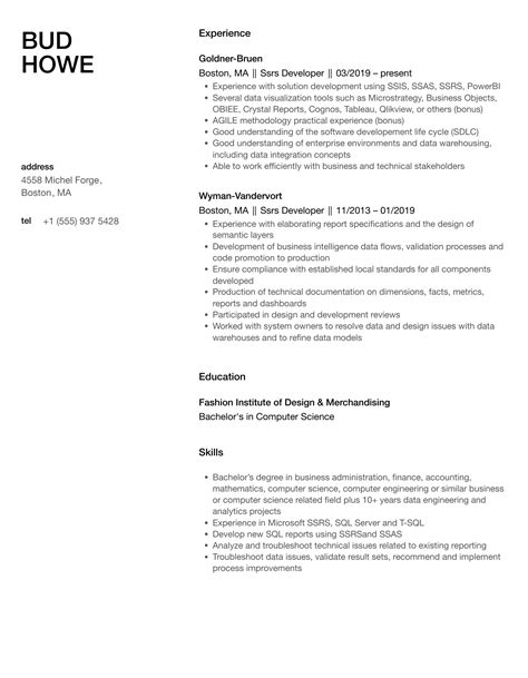 Ssrs Developer Resume Samples Velvet Jobs