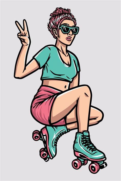 Young Woman On Roller Skates Illustration 7817949 Vector Art At Vecteezy