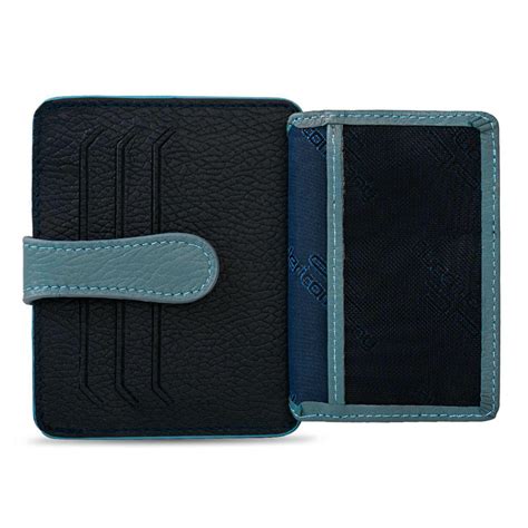 Mens Genuine Real Leather Wallet Card Holder Floater Patterned Navy