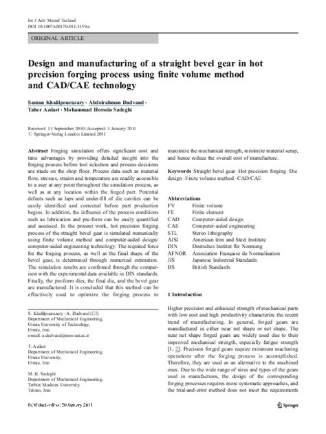 Pdf Design And Manufacturing Of A Straight Bevel Gear In Hot