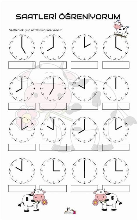 saatleri öğreniyorum saat kaç Üçüncü sınıf matematiği Üçüncü