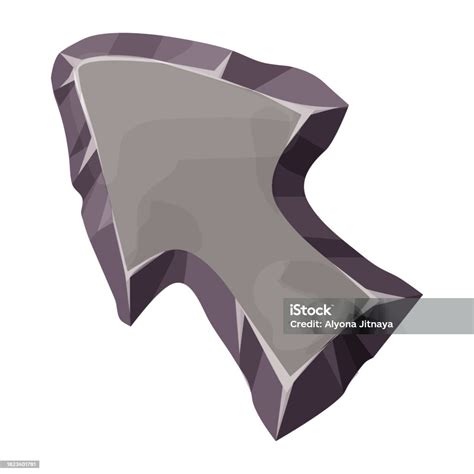 Stone Cursor Game Navigator Rock Pointer Arrow In Comic Cartoon Style