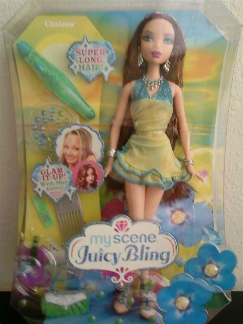 My Scene Juicy Bling Chelsea Barbie Doll Long Brown Hair Green Eyes New