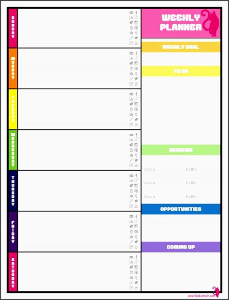 Weekly Homework Planner Template