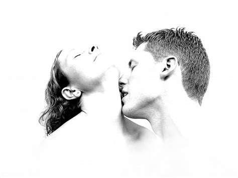 Man Kissing Woman Neck Illustration Passion Tenderness Love Hd Wallpaper Wallpaperbetter