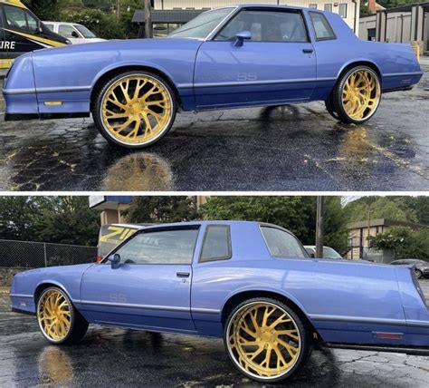 Classic Blue Car With Gold Rims