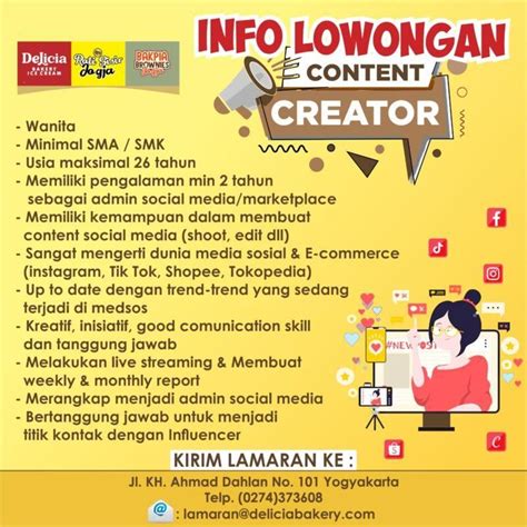 Loker Jogja Id On Linkedin Lowongan Kerja Content Creator Di Delicia Bakery Lokerjogjaid