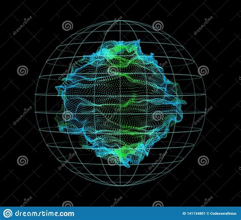 Sphere From Particles Wave Nodes 3d Sea Flow Stock Illustration Illustration Of Background