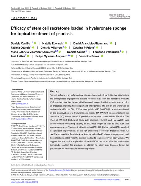 Pdf Efficacy Of Stem Cell Secretome Loaded In Hyaluronate Sponge For