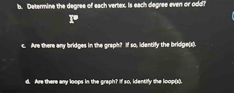 solved b determine the degree of each vertex is each degree even or