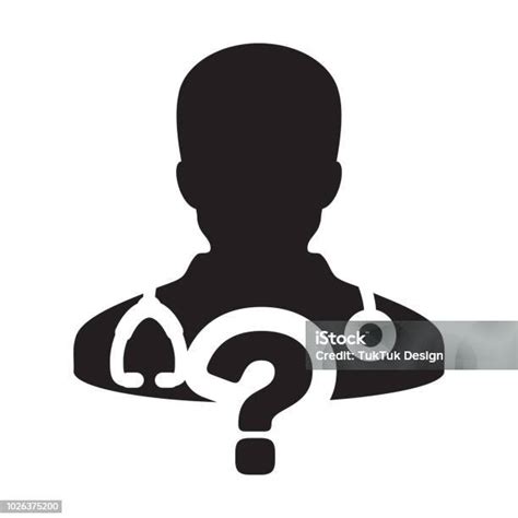 문양 그림에서 의료 답변에 대 한 질문 기호 온라인 의사 상담 아이콘 벡터 남성 사람 프로필 아바타 건강 진단에 대한 스톡 벡터