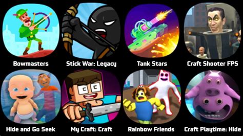 Bowmasters Stick War Legacy Tank Stars Craft Shooter FPS Battles Hide And Go Rainbow