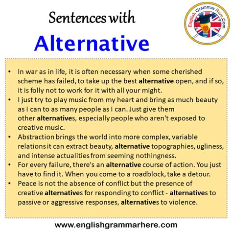 Sentences With Alternative Alternative In A Sentence In English