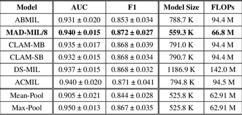Table 4 From Multi Head Attention Based Deep Multiple Instance Learning Semantic Scholar