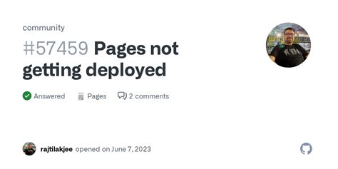 Pages Not Getting Deployed Community Discussion Github