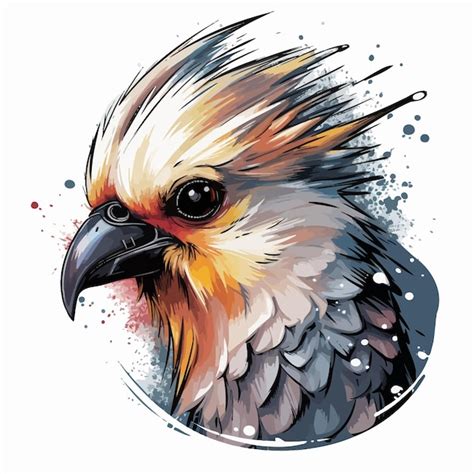 Tshirt Vector Design Digital Artwork Cockatiel White Background