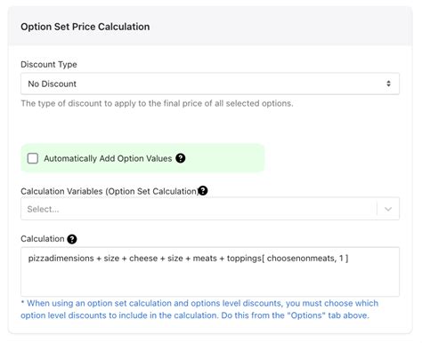 Option Set Calculations Strategic Edge Systems