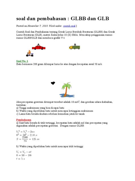 Detail Contoh Soal Glb Dan Glbb Kelas 8 Koleksi Nomer 10