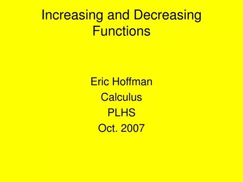 Ppt Increasing And Decreasing Functions In Calculus Powerpoint
