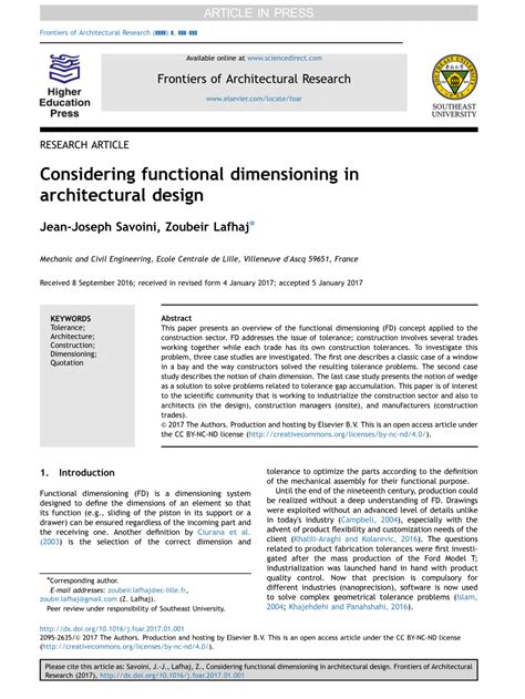 Pdf Considering Functional Dimensioning In Architectural Design