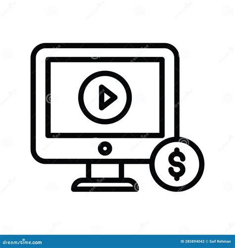 Paid Video Vector Outline Icon Design Illustration Product Management