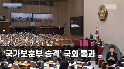 ‘국가보훈부 승격 국회 통과 Youtube