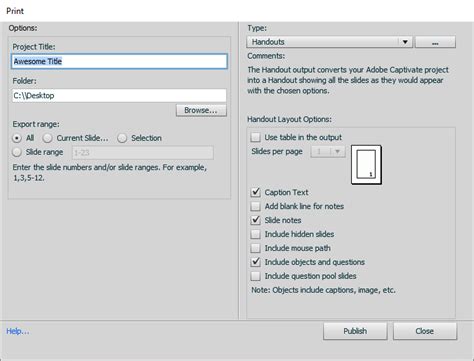 Output Settings ELearning