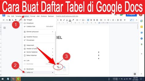 Cara Membuat Daftar Tabel Otomatis Di Google Docs Youtube Riset