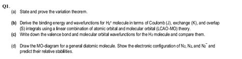 Solved Q1a ﻿state And Prove The Variation Theoremb