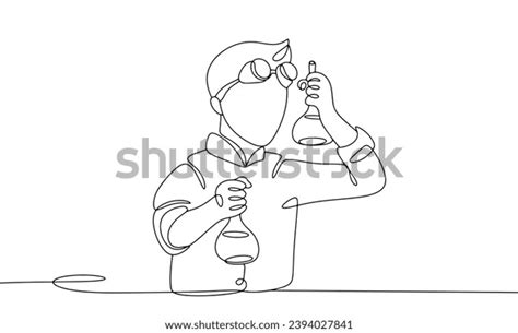 Boy Examines Contents Flask Little Inventor Stock Vector Royalty Free