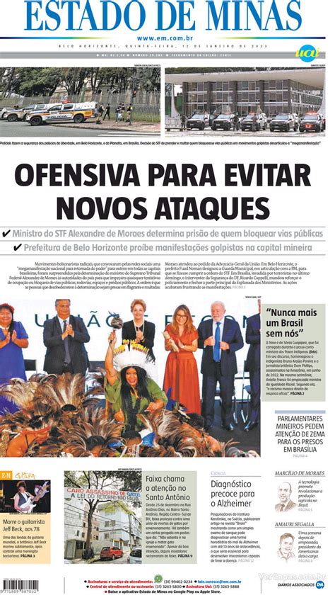 Capa Estado De Minas Edição Quinta12 De Janeiro De 2023