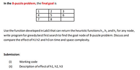 Solved In The Puzzle Problem The Final Goal Is Chegg