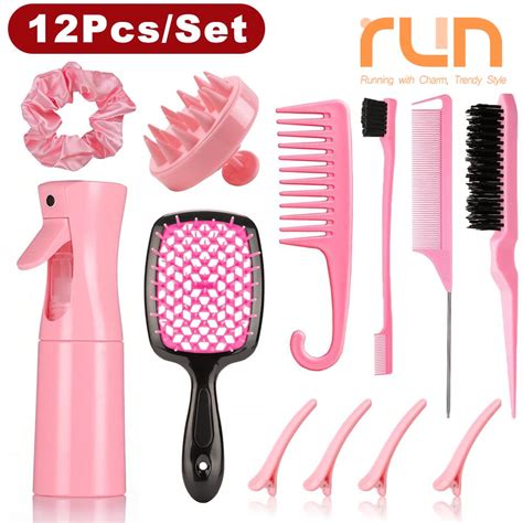 Professional 12 Piece Hair Styling Kit Combs Spray Bottle Scalp Mas