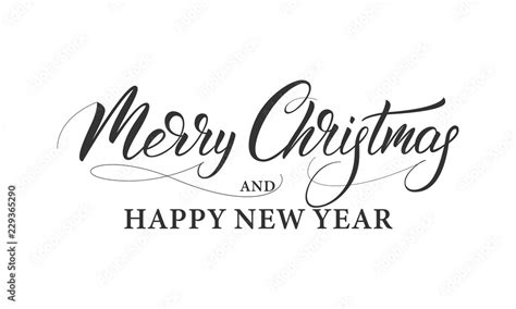 Merry Christmas And Happy New Year Lettering Calligraphy For Winter