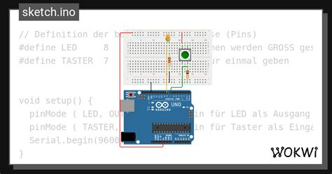 Taster Und Led Down Breadboard Wokwi Esp32 Stm32 Arduino Simulator