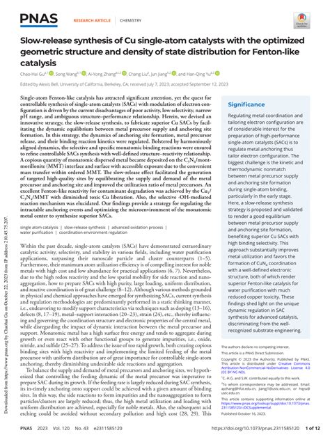 Pdf Slow Release Synthesis Of Cu Single Atom Catalysts With The