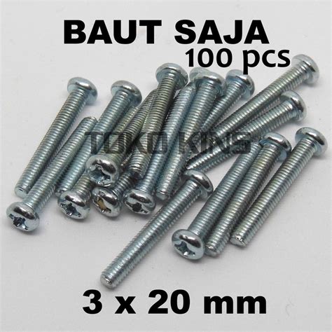 Jual Jp M3 X 20 Per 100 Pcs Baut Kepala Obeng Plus 3mm 3 X 20 Mm