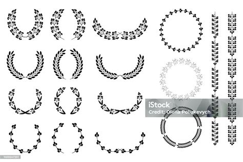 화환이있는 빈티지 로얄 세트 수상 트로피 세트 꽃 가지 평화의 상징 당첨자 증명서 벡터 일러스트레이션 스톡 이미지 국경에 대한