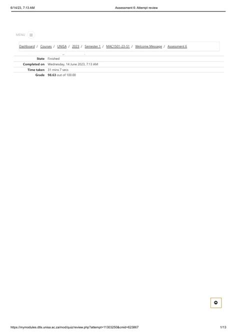 Mac1501 Assignment 6 Semester 2 2023 Mac1501 Introduction To
