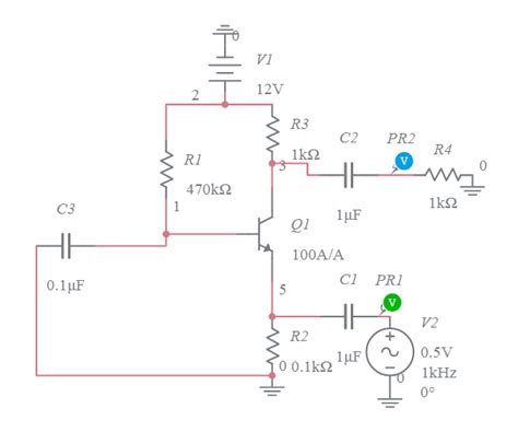 Common Base Amplifier Fixed Bias Circuit Multisim Live
