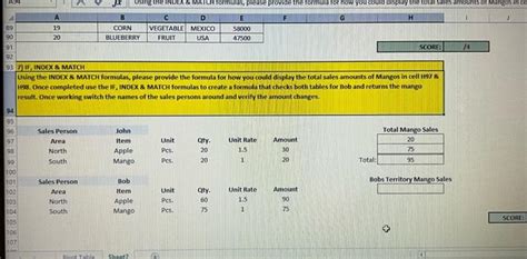 solved using the index be match formulas please provide the