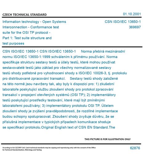 CSN ISO IEC 13650 1 Information Technology Open Systems Interconnection Conformance Test