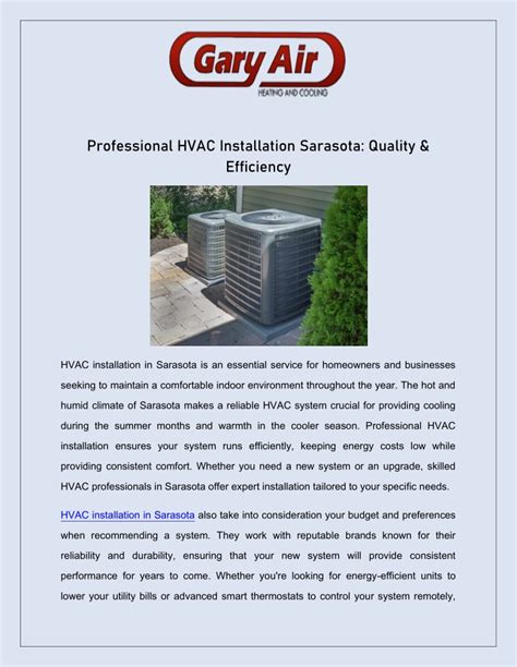 Ppt Professional Hvac Installation Sarasota Quality And Efficiency