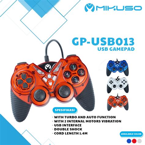 Jual Mikuso Gp Usb013 Gamepad Usb Stick Pc Merah Stick Laptop Dual Shock Original Shopee