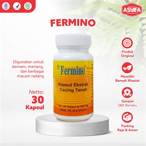 Jual Fermino Kapsul Ekstrak Cacing Tanah Ampuh Untuk Demam Obat Types Tipes Garansi Daya Tahan
