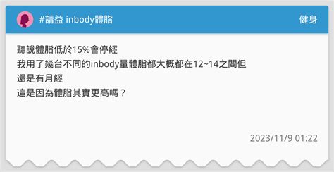 請益 Inbody體脂 健身板 Dcard