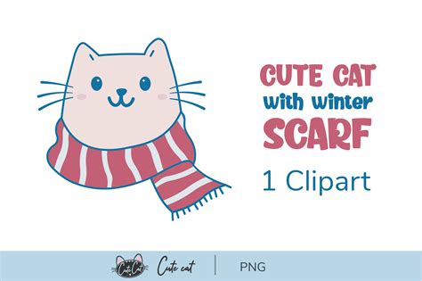 Cute Cat With Winter Scarf Graphic By Cutecat · Creative Fabrica